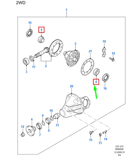 FORD RANGER MK3 Rear Axle Diff Bearing 3744511 XM34-4222-BA NEW GENUINE ...