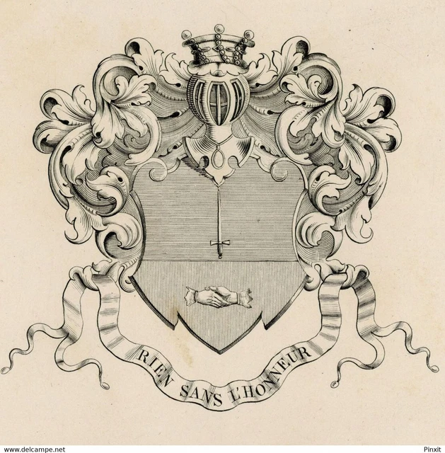 BLASON ECUSSON ARMES Armoiries Devise Emblème Crespy Le Prince Noblesse ...