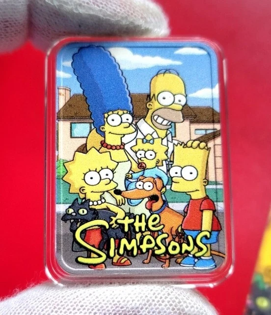 NEW &THE SIMPSONS& Family - 1 troy oz .999 Fine SILVER Colorized Bar ...