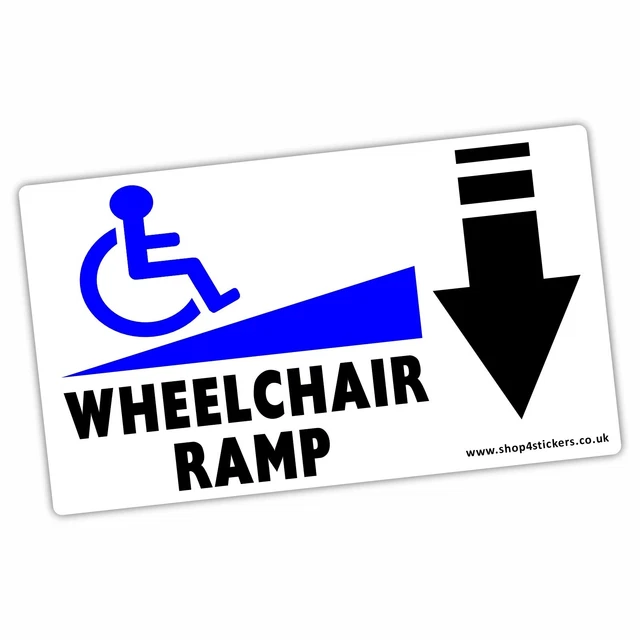 WHEELCHAIR RAMP ACCESS Stickers Sign Disabled Disability Mobility Arrow ...