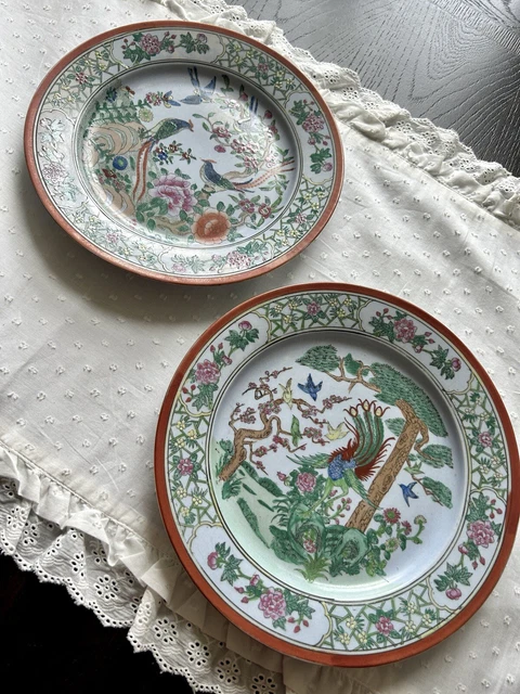 PAIR OF ASIAN Birds Plate Decorative Hand Painted 10.25" Macau China £ ...