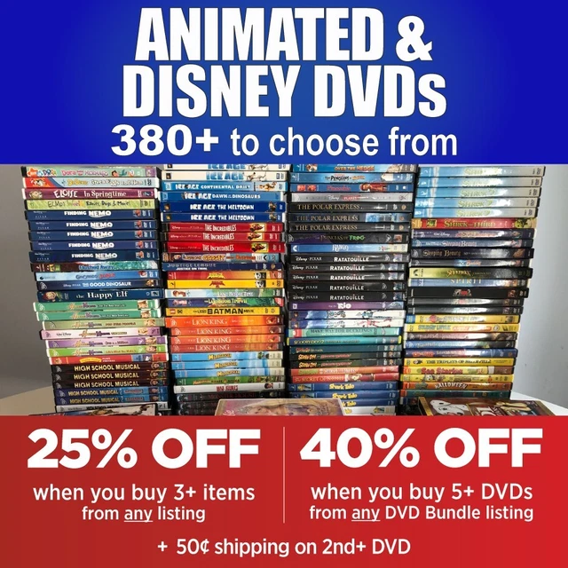 ANIMATED & DISNEY DVDS (Listing 2 of 2) **BUNDLE & SHIPPING DISCOUNTS ...