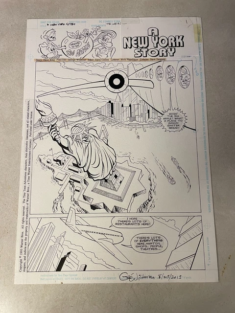 TINY TOONS ORIGINAL comic art TITLE SPLASH NEW YORK SKYLINE 1993 BUSTER BABS £192.51 - PicClick UK