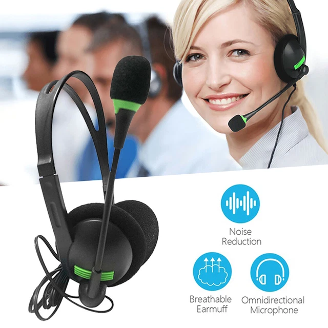 USB/3.5MM COMPUTER LAPTOP PC Headset Wired Headphones Noise Cancelling ...