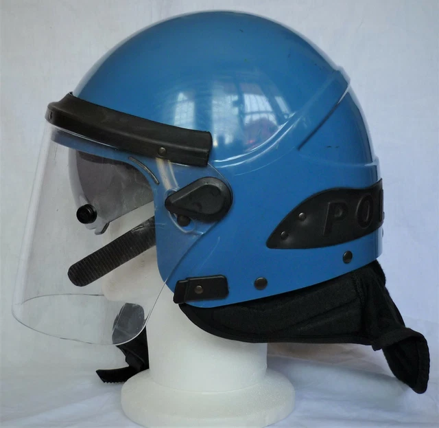 CASQUE ANTI-ÉMEUTE AVEC ECRAN FACIAL POLICE ITALIEN RARE !! NEUF en ...