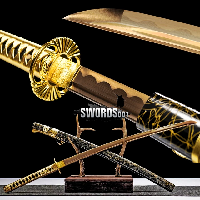 GOLD BLADE JAPANESE Warrior Sword Samurai Katana Carbon Steel Sharp ...