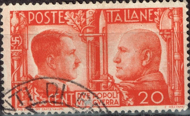 ITALY GERMANY AXIS Armies WW2 Mussolini and Hitler 1941 stamp A-15 $5. ...
