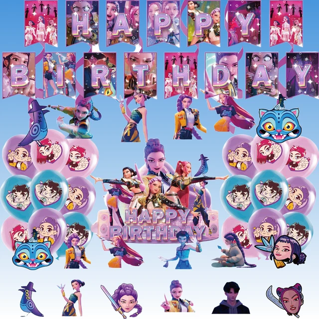 KPOP DEMON HUNTERS Birthday Theme Party Decorations Banner Cake ...