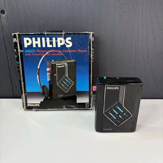 PHILIPS D6531 PERSONAL Stereo Cassette Player Walkman 80s Graphic EQ ...