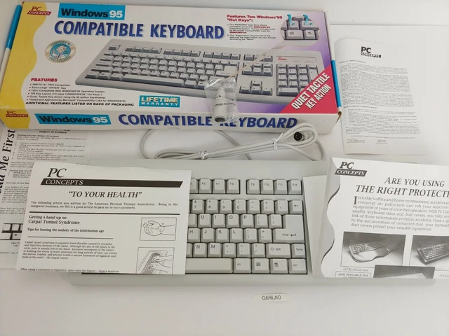 MECHANICAL KEYBOARD VINTAGE PC Concepts KB-8001 R+ WIN 95 Compatible ...
