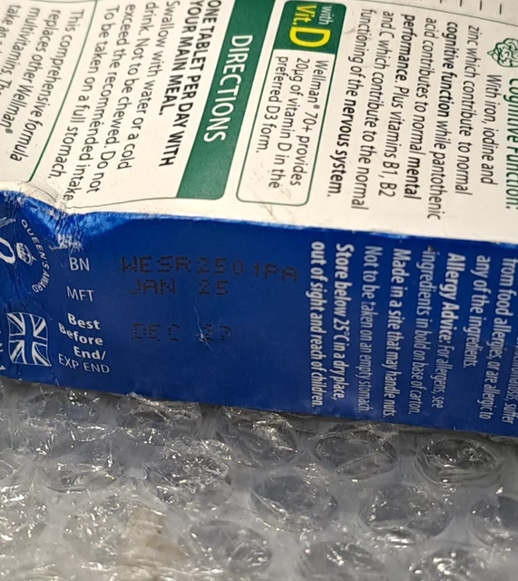 WELLMAN 70+ HEALTH Vitality Vitamin Mineral Tablets for Men exp 12/27 ...