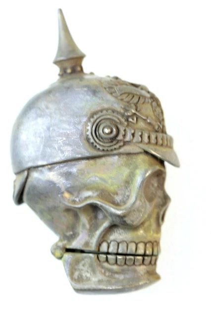 WW1 GERMAN SOLDIER Military Skull Skeleton Brass Match Safe Case Vesta ...