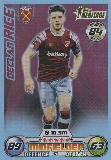 MATCH ATTAX 2022/23 22/23 Declan Rice Heritage Card No 472 £1.95 ...