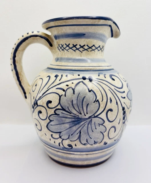 VINTAGE ITALIAN SBERNA Deruta Hand Painted Floral Ceramic Water Wine ...