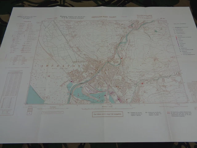 WW2 GERMAN ARMY TARGET MAP "ABERAVON - PORT TALBOT" (STEEL WORKS, OLD ...