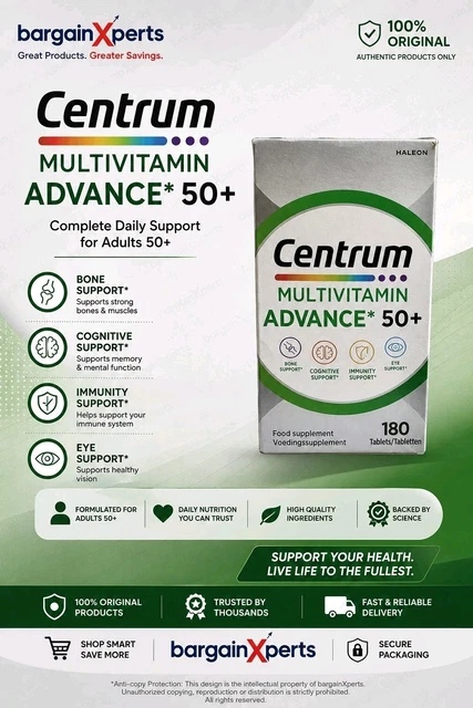 CENTRUM MULTIVITAMIN ADVANCE 50+ 180 Tablets EXPIRY 09/2028 ⭐️⭐️⭐️⭐️⭐️ ...