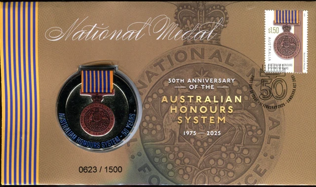 2025 AUSTRALIAN HONOURS System 50 Years Medallion FDC - Canberra PMK ...