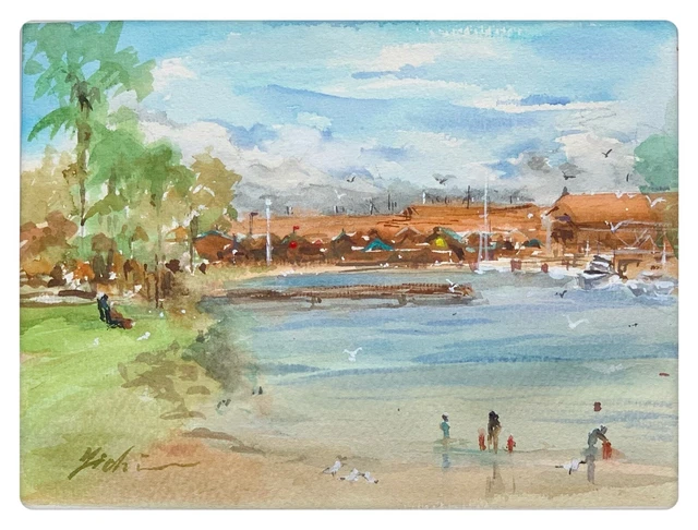 ORIGINAL WATERCOLOUR PAINTING. sketch from Sorrento Beach. Perth ...