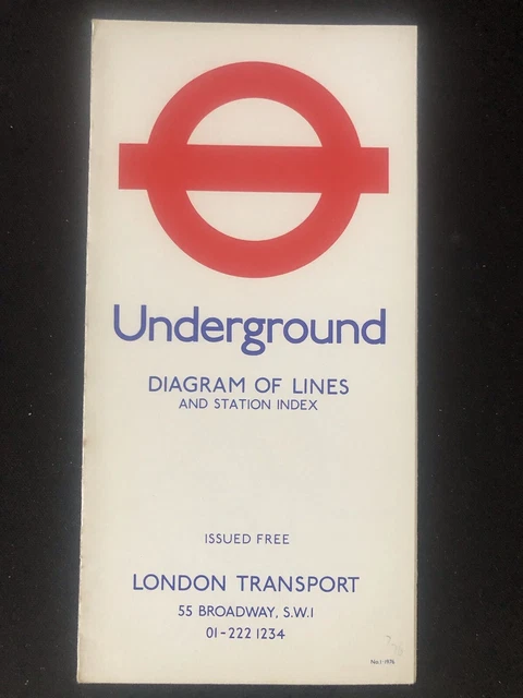 LONDON UNDERGROUND TUBE Map No.1 1976 (Ref 7.76/2422M/1000M) £7.50 ...