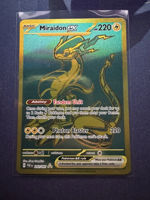 POKEMON PALDEAN FATES - Miraidon Ex - 243/091 - GOLD Full Art Rare - M ...
