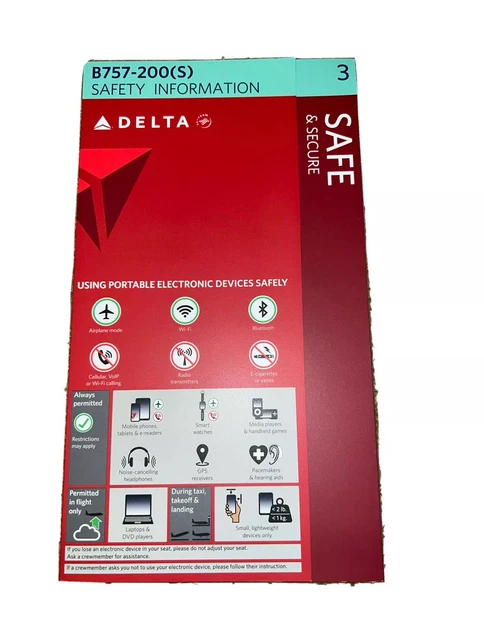 DELTA AIR LINES Safety Card Boeing B757-200S Card 12/20 New Revision ...