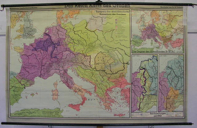 SCHOOL WALL MAP map Charles the Great 768-814 Emperor Pope Francis ...
