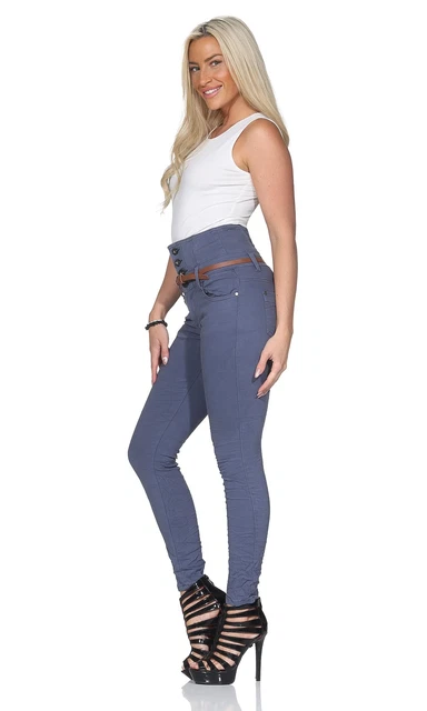 DAMEN HIGH WAIST Röhrenjeans Skinny Stretchhose Slim Fit Figurbetonte ...