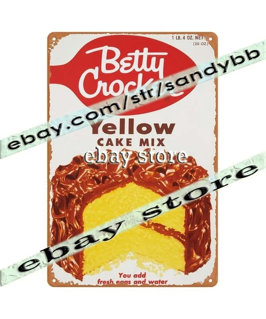 1980S BETTY CROCKER Yellow Cake Mix bakery tin sign £19.91 - PicClick UK