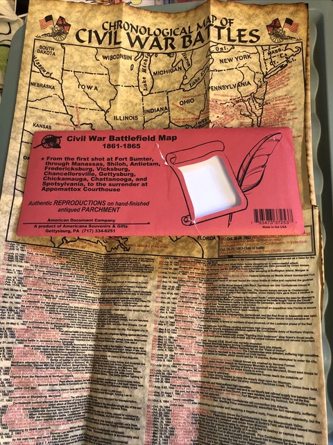 CIVIL WAR BATTLEFIELDS Map 1861-1865 - replica On Antiqued Parchment ...