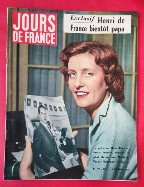 JOURS DE FRANCE N°199 Sept 1958 Henri DE FRANCE Brigitte BARDOT 8 pages 3 MATS EUR 8,00 ...