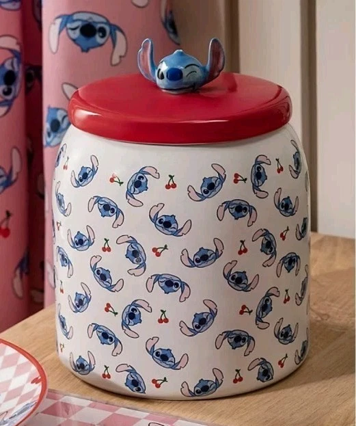 NEW LILO & STITCH Ceramic Sweet Cookie Jar Canister With 3D Head Handle ...