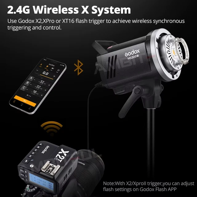 GODOX 200W MS200V 300W MS300V LED Studio Flash Built-in 2.4G Wireless ...