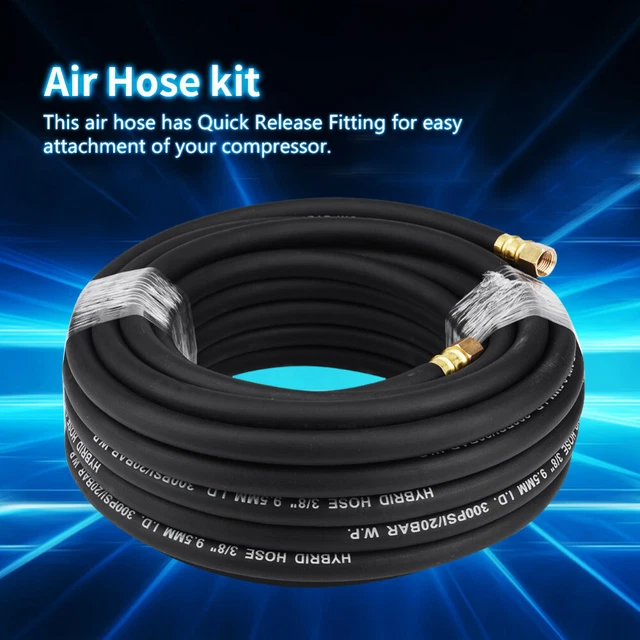 HEAVY DUTY 15M Rubber Compressor Pneumatic Air Line Pipe Tube Hose 9 ...