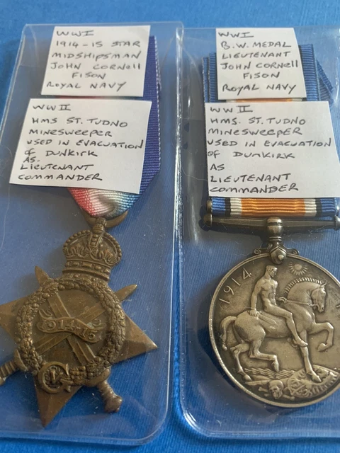 WW1 BRITISH WAR Medal + 1914/5 Star Lieutenant John Fison Lt Commander ...