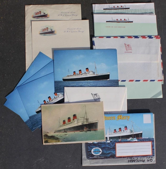 CUNARD WHITE STAR Line Rms Queen Mary Unused Letter Paper & Envelope ...