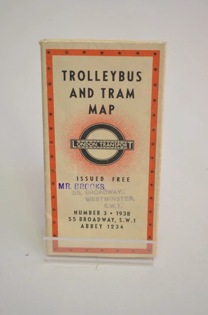 LONDON TRANSPORT Trolleybus & Tram Map of Routes No.3 1938 £15.00 ...