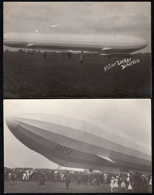 1912, 2 FOTO-ANSICHTSKARTEN, Zeppelin, LZ 13 "Hansa", beide ungelaufen ...