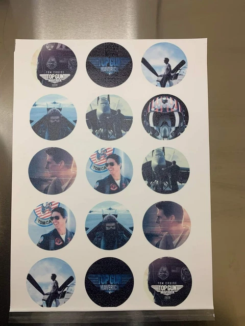TOP GUN , 30 cupcake topper, edible Wafer print, 5 cm, free postage £4. ...
