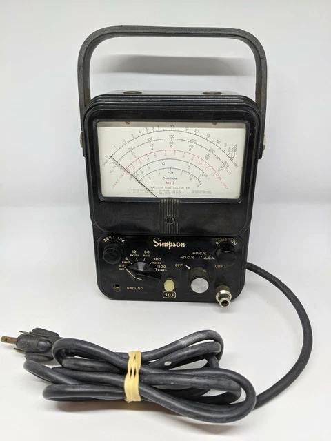 VINTAGE SIMPSON MODEL 303-2 Vacuum Tube Voltmeter Volt Meter Powers On ...