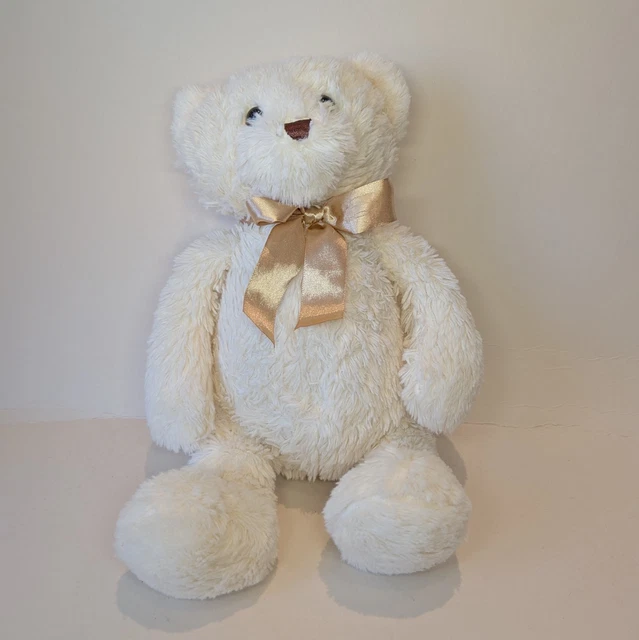 WHSMITH TEDDY BEAR Cream 14" Medium Size Soft Toy Cuddly Cute Stuffed ...