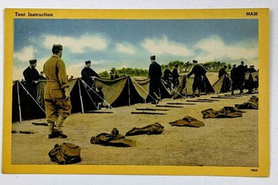 1940S WWII ERA US Army Soldiers Tents Basic Training Linen Postcard ...