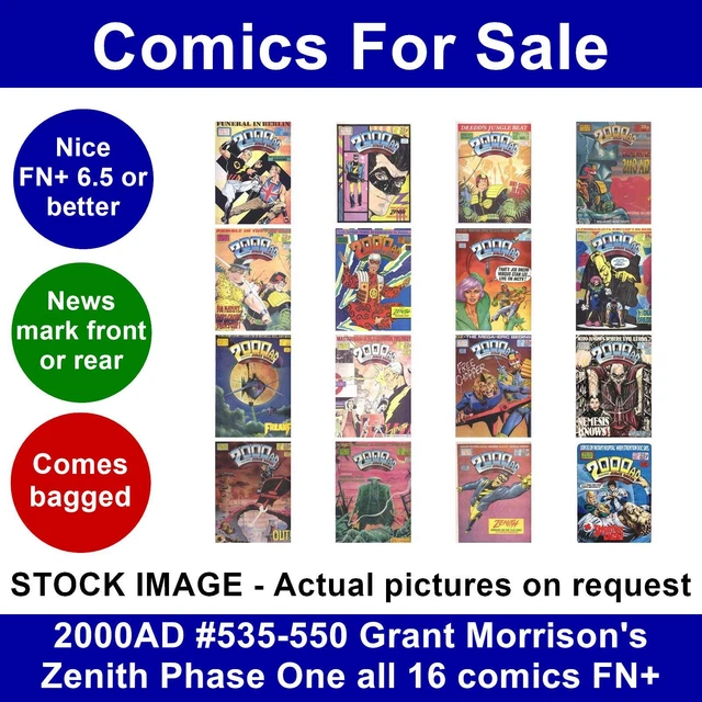 2000AD #535-550 GRANT Morrison's Zenith Phase One all 16 comics FN+ ...