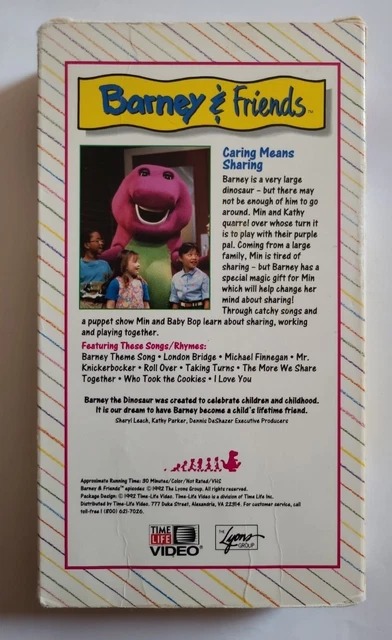 BARNEY & FRIENDS Caring Means Sharing VHS Tape Video Time Life Dinosaur ...