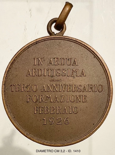 MVSN 1ST SABAUD LEGION CC.NN. ARDUA ARDISSIMA MED. 3rd ANN. 1926 ...