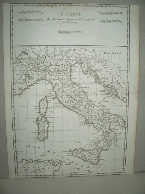 MAP CARTE ITALIE par le géographe Bonne 1780 EUR 15,00 - PicClick FR