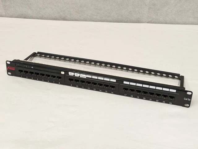 FUSION RJ45 CAT5E 24 Port 1U Patch Panel 19" Rackmount with Support ...
