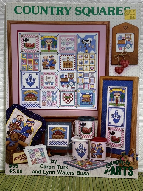 COUNTRY SQUARES CROSS Stitch Patterns Caron Turk Graph-it Arts #55 $8. ...