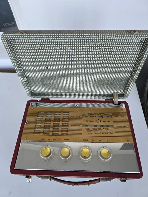 PYE CAMBRIDGE P131MBQ Valve Portable Suitcase Case Radio Battery Mains ...