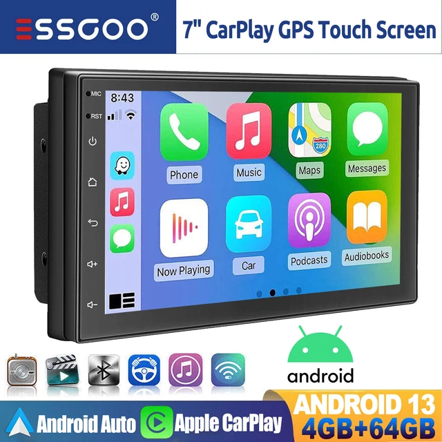 DOUBLE 2 DIN 7" Android 13 Carplay Car Stereo Sat Nav WIFI Radio 4+64G ...
