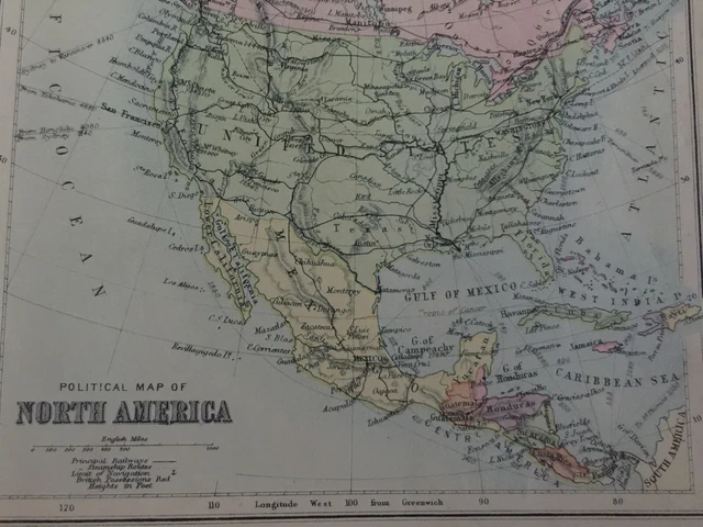 ANTIQUE MAP DATED 1901 Political Map Of North America United States Map ...